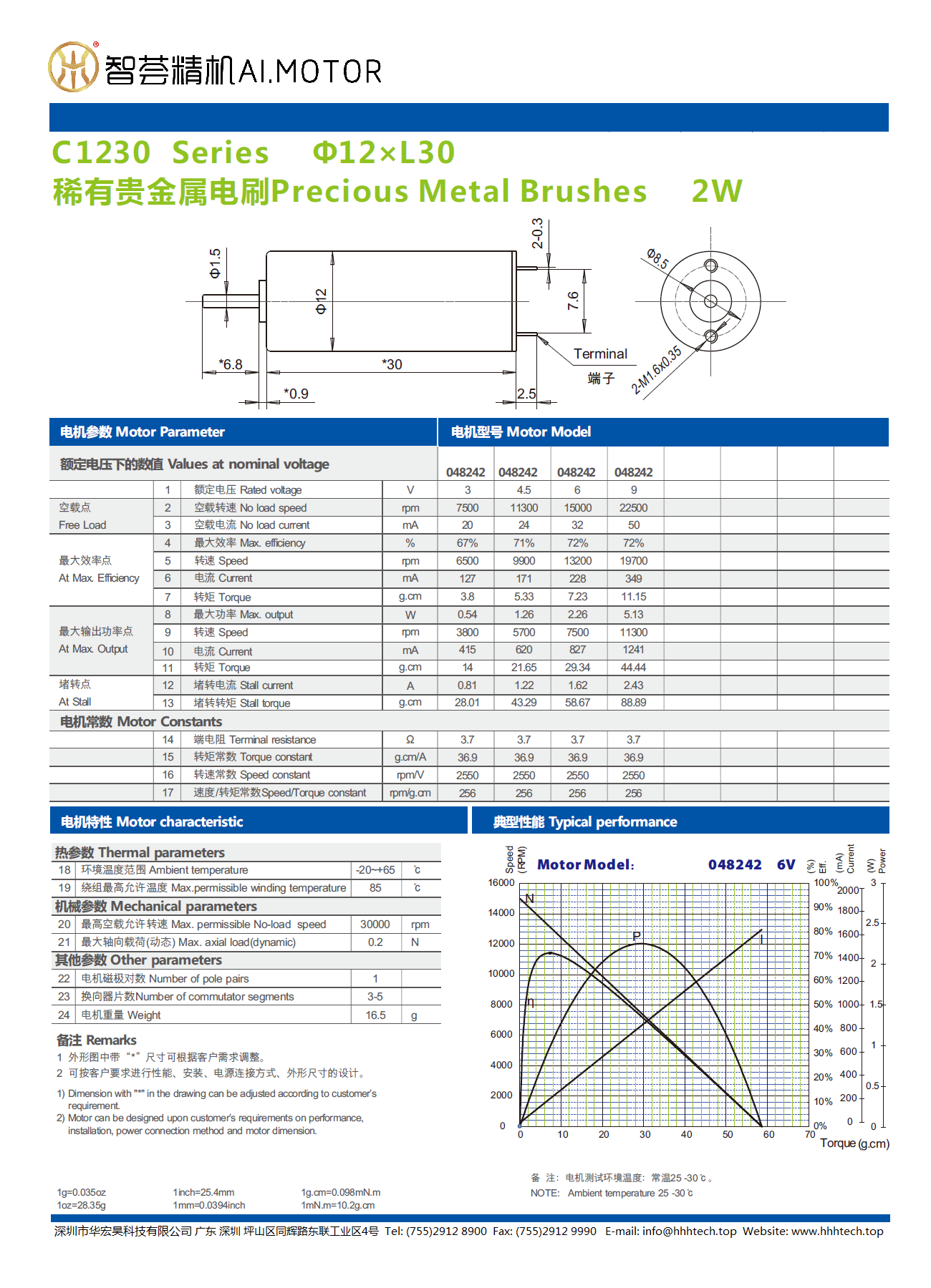 ⌀12mm C1230空心杯电机系列 - 深圳市华宏昊科技有限公司